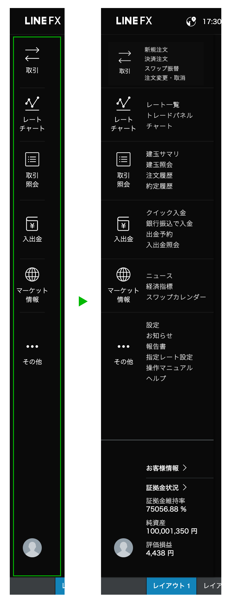 LINE FX Pro操作マニュアル メニュー | FXならLINE FX